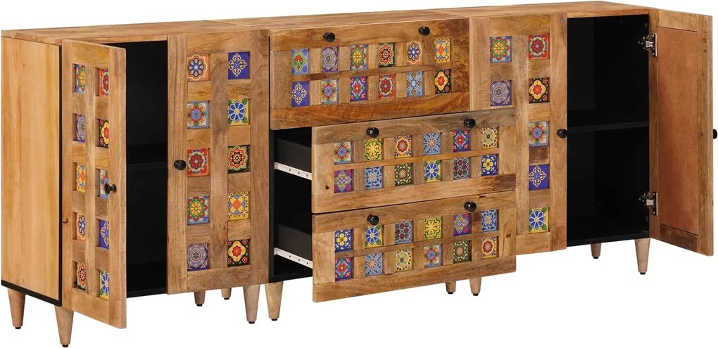 Servírovací skříň 3 ks 60 x 33,5 x 75 cm Masivní mangové dřevo 3310095
