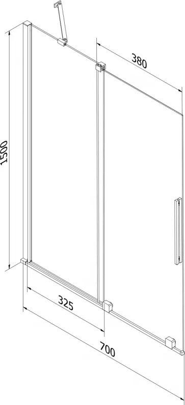 Mexen Velar, 2-křídlová posuvná vanová zástěna 70 x 150 cm, 8mm čiré sklo, broušený grafit, 896-070-000-01-95