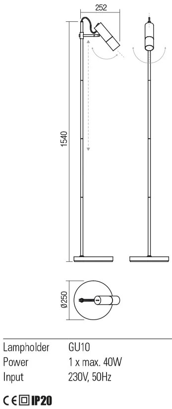 Redo Stojací lampa Pivot Barva: Černá
