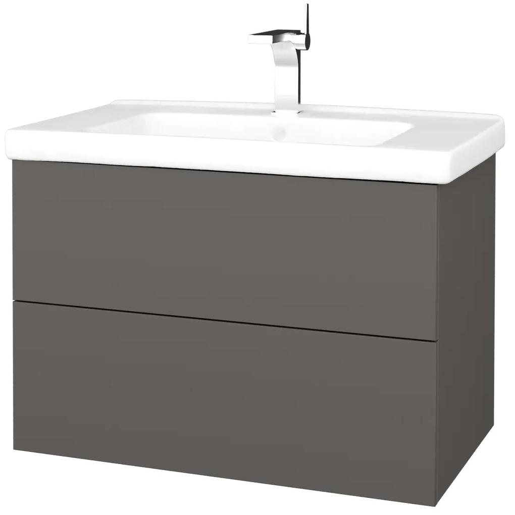 Dřevojas Koupelnová skříň VARIANTE SZZ2 80 (umyvadlo Harmonia) Varianta: N01 Bílá lesk / D16 Beton tmavý