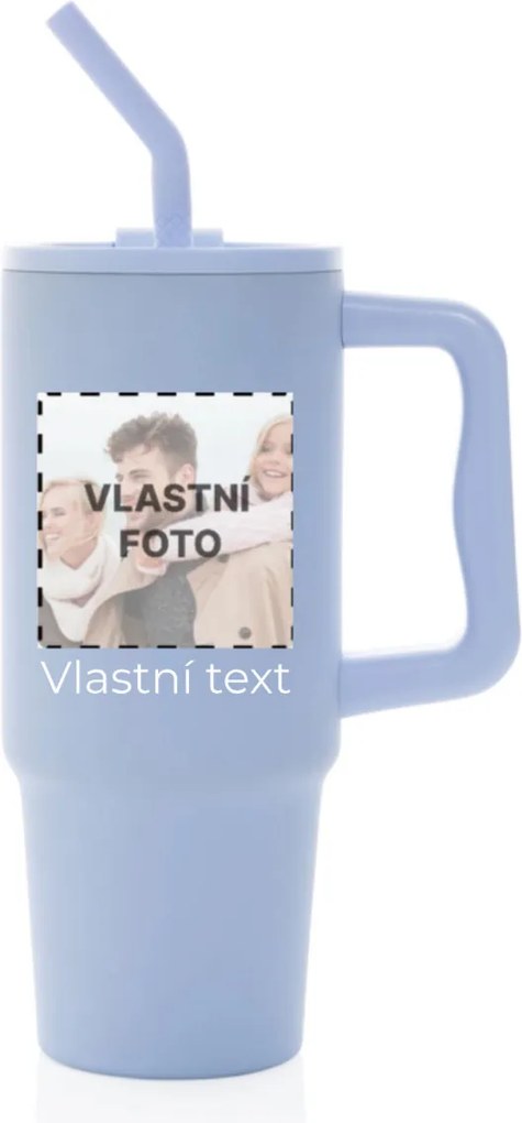 Personalizovaná nerezová termoska s barevným víčkem s fotografií