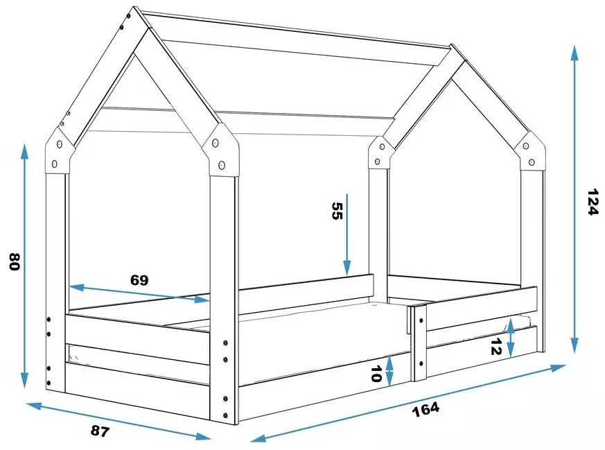 BMS Group Dětská postel domeček 160x80 borovice Borovice