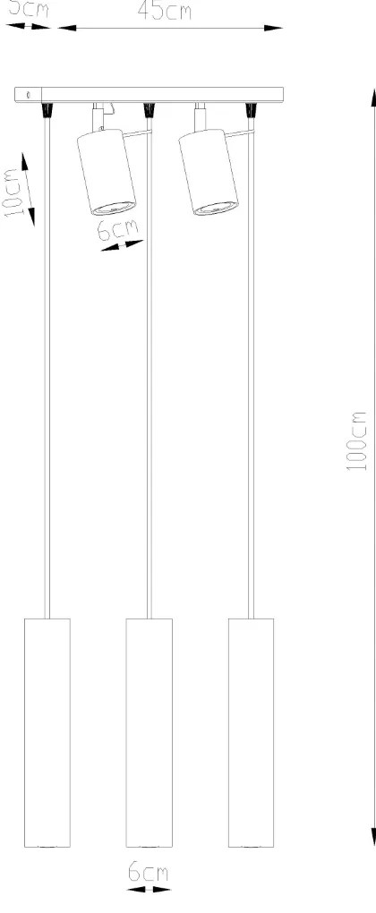 Závěsné svítidlo Ring 3, 5x bílé kovové stínítko