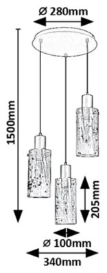 Rabalux 72038 - Lustr na lanku FUMEA 3xE27/60W/230V