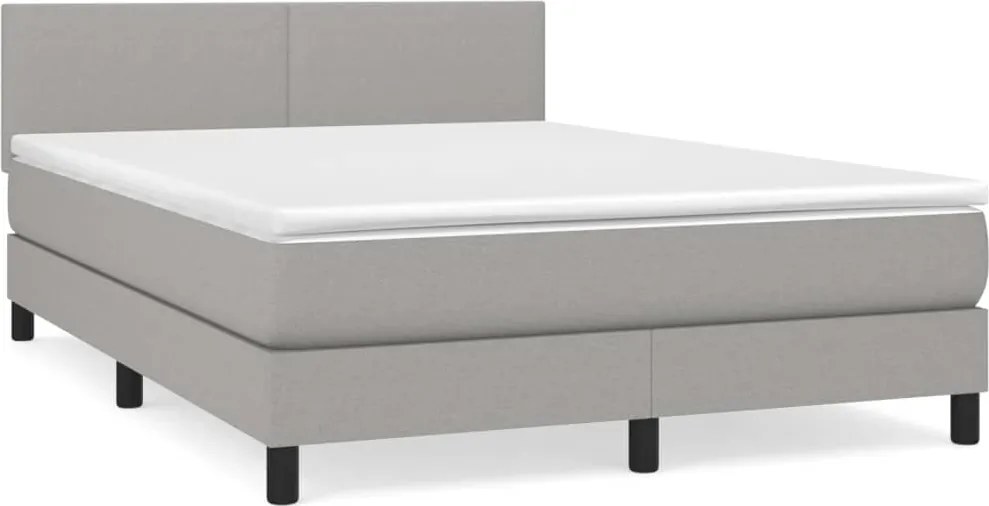 Box spring postel s matrací světle šedá 140 x 190 cm textil 3139889