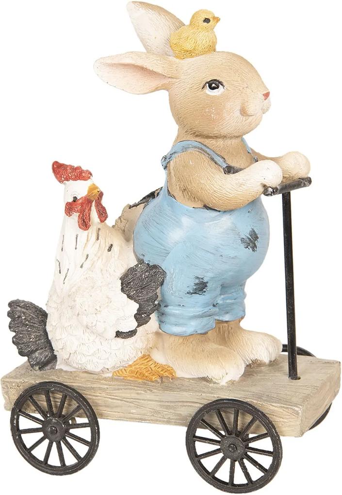 Dekorace králík s kohoutem na koloběžce - 11*6*15 cm