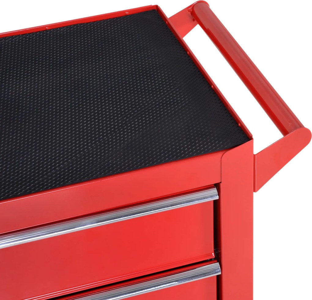 DURHAND Skříňka na kolečkách, skříňka na nářadí do garáže, kůlny, ocel, 69L x 33W x 75H cm, červená