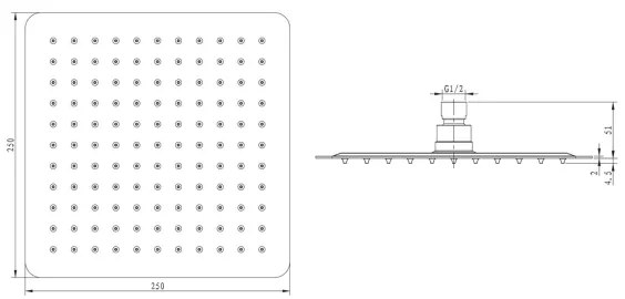 Sapho - Hlavová sprcha SLIM 25x25 cm leštěná nerez