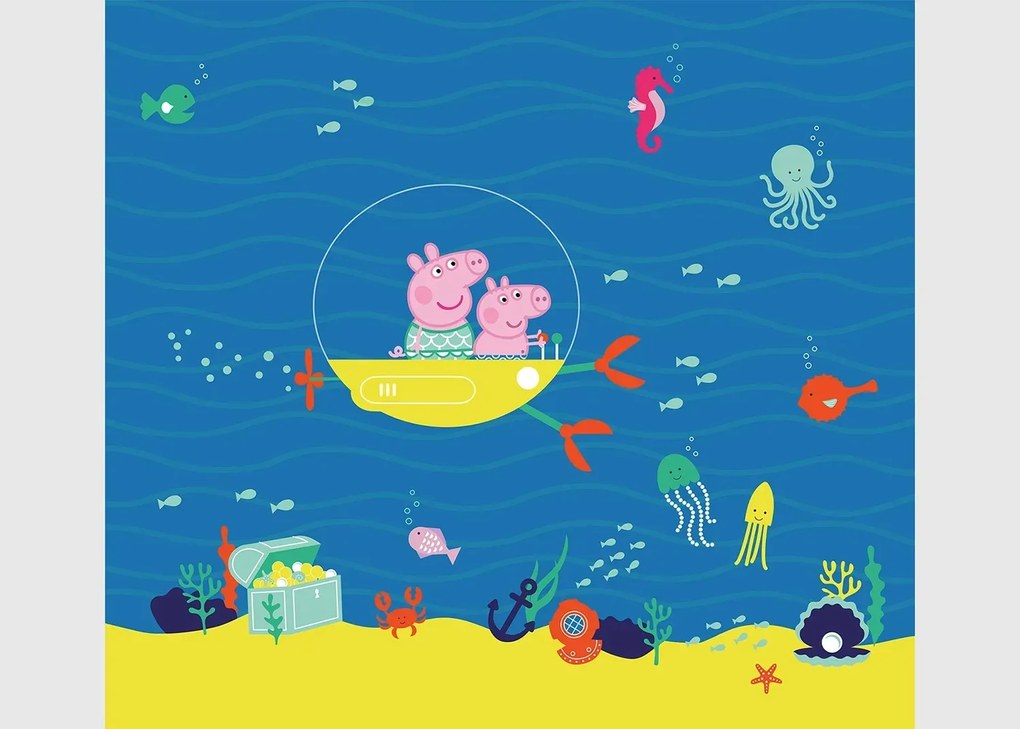 Dětská vliesová fototapeta na zed' Prasátko Peppa Moře | 300 x 270 cm | DDTD4P5099