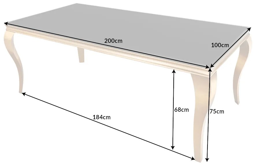 Designový jídelní stůl Rococo 200 cm černý / zlatý