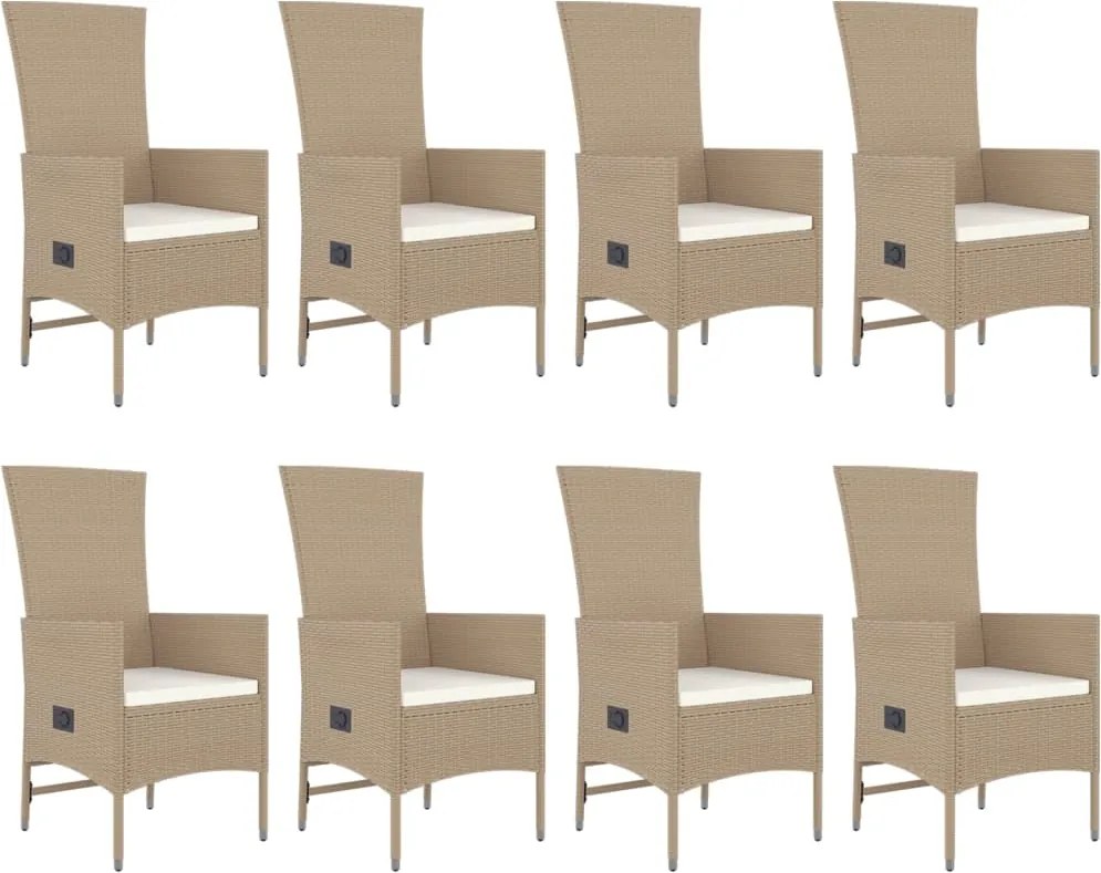 9dílný zahradní jídelní set s poduškami béžový polyratan 3157571