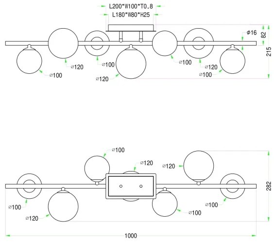 Wofi 7014-701W - LED Přisazený lustr VILLA 7xG9/3W/230V zlatá