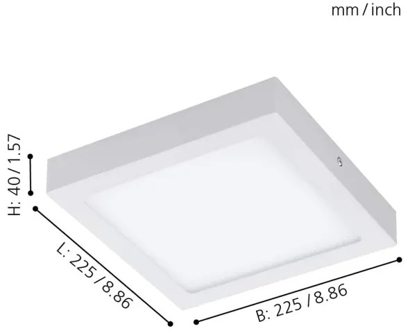 Eglo 33316 - LED RGBW Stm. str. svítidlo FUEVA-C LED/15,6W/230V 22,5x22,5cm bílá