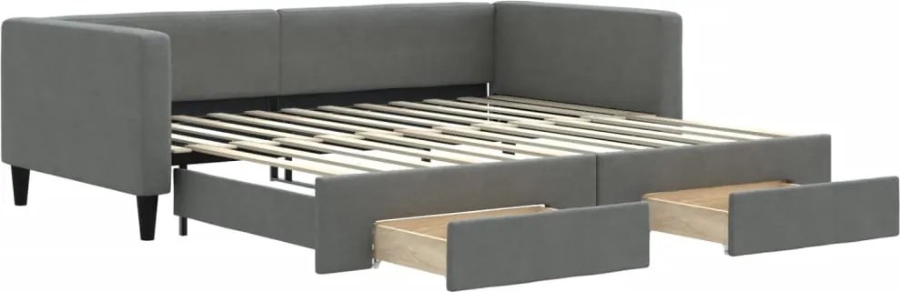 Válenda s přistýlkou a zásuvkami tmavě šedá 100 x 200 cm textil 3196620