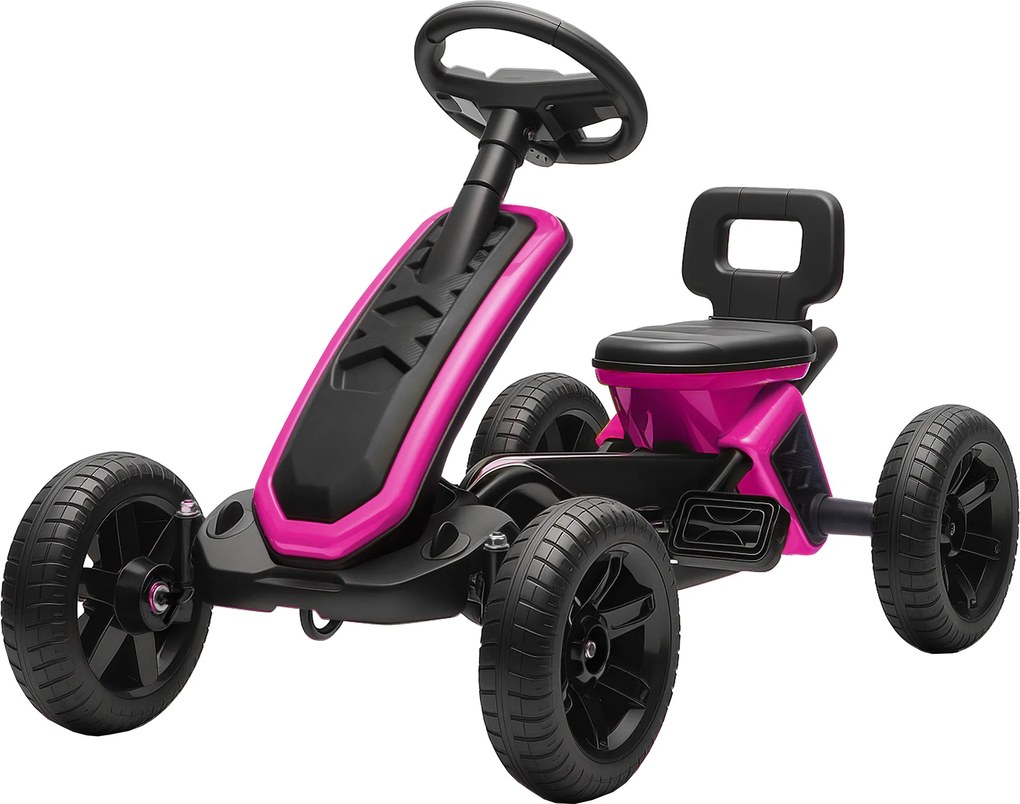 AIYAPLAY kart s pedály s protiskluzovými EVA koly kovový rám nosnost 30 kg pro děti od 2-5 let růžová