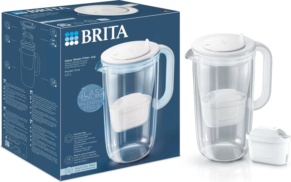Brita Skleněná filtrační konvice Glass Jug, 2,5 l, světle modrá 1050452