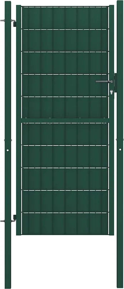 Plotová branka PVC a ocel 100 x 204 cm zelená 145231