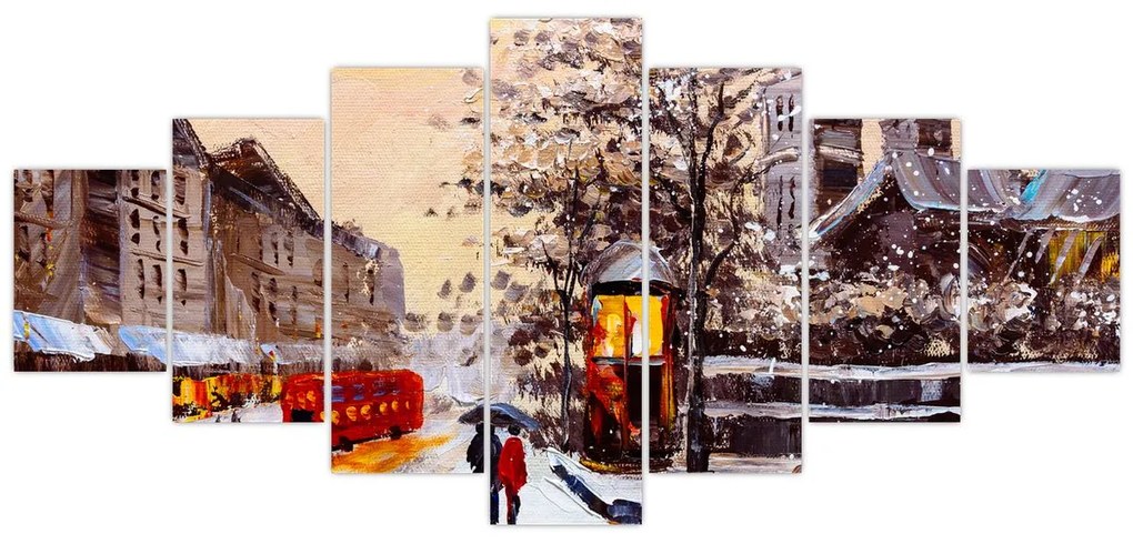 Obraz - Malba zimního města (210x100 cm)