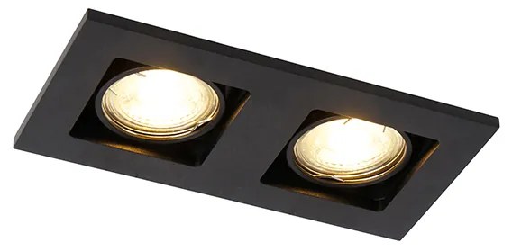 Obdélníkové zapuštěné bodové svítidlo 2-light black - Qure