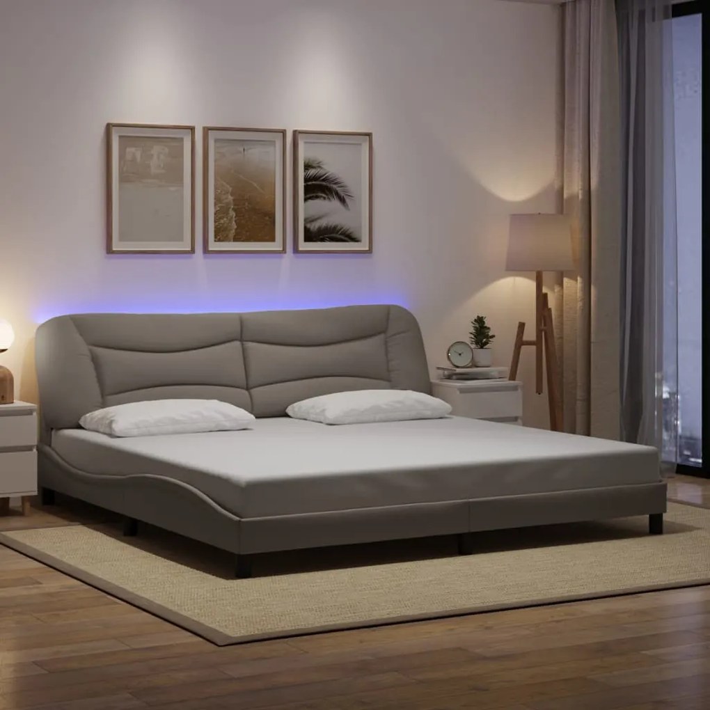 Rám postele s LED bez matrace Hvar taupe 200 x 200 cm textil 3213729