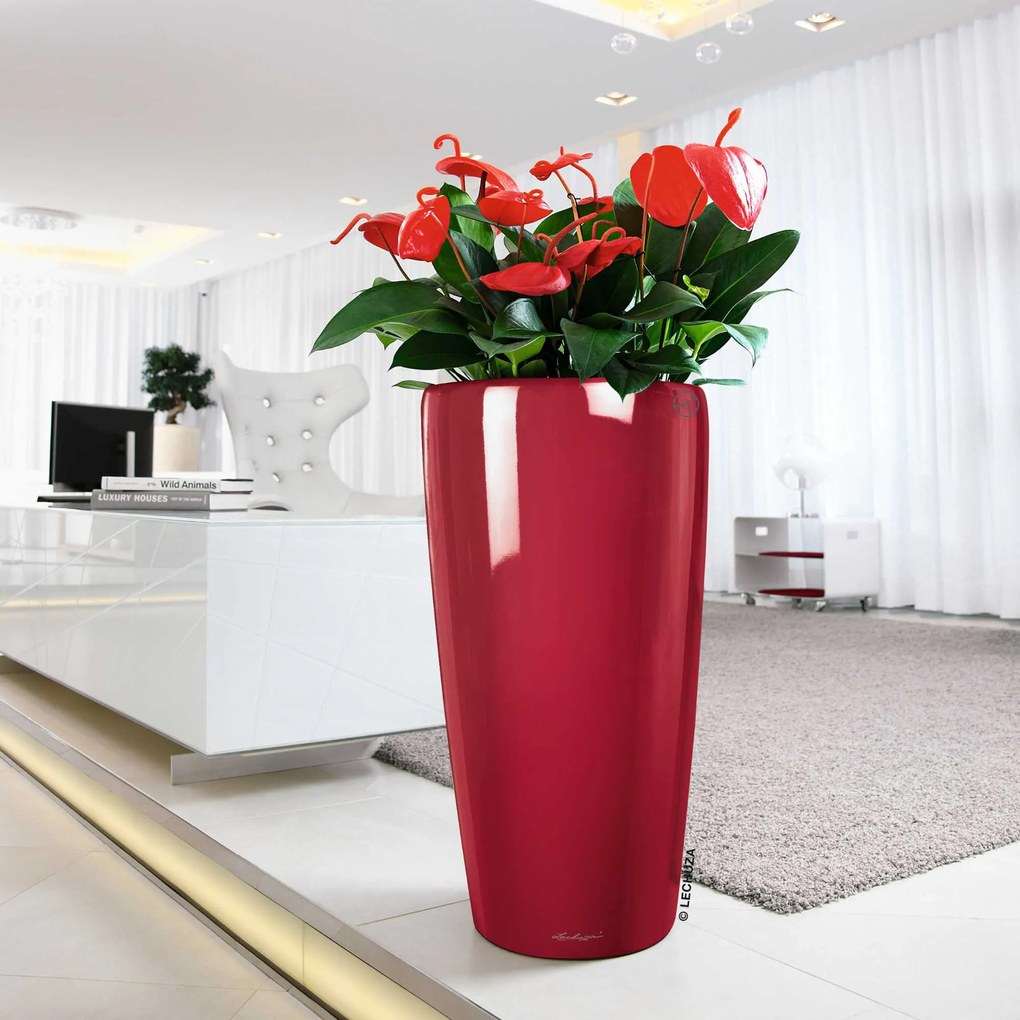 Lechuza Premium Rondo All Inclusive Set Red High Gloss Ø 40 cm / V 75 cm