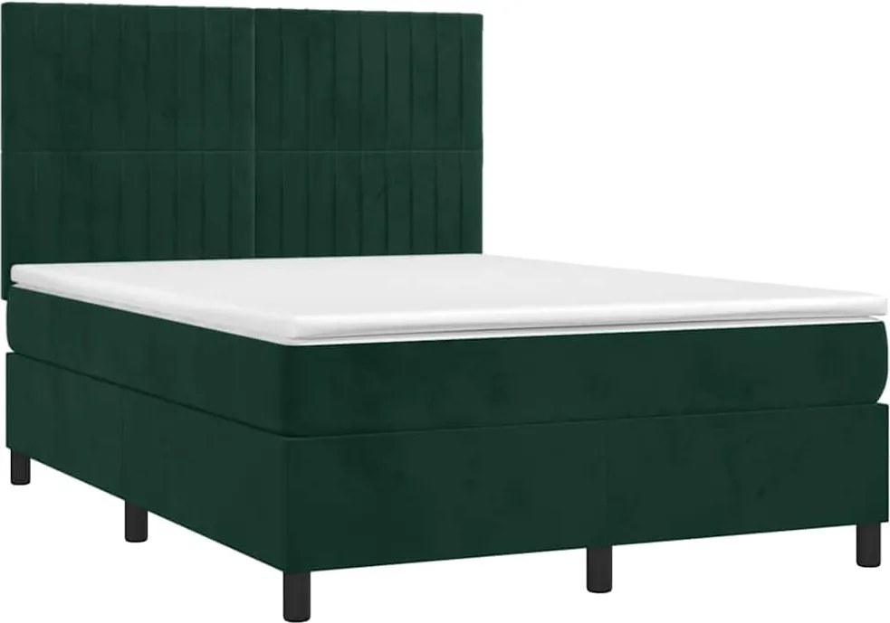 Box spring postel s matrací tmavě zelená 140x200 cm samet 3143148