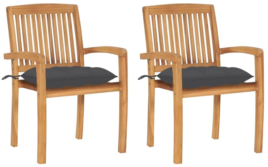 Zahradní židle 2 ks antracitové podušky masivní teak 3063267