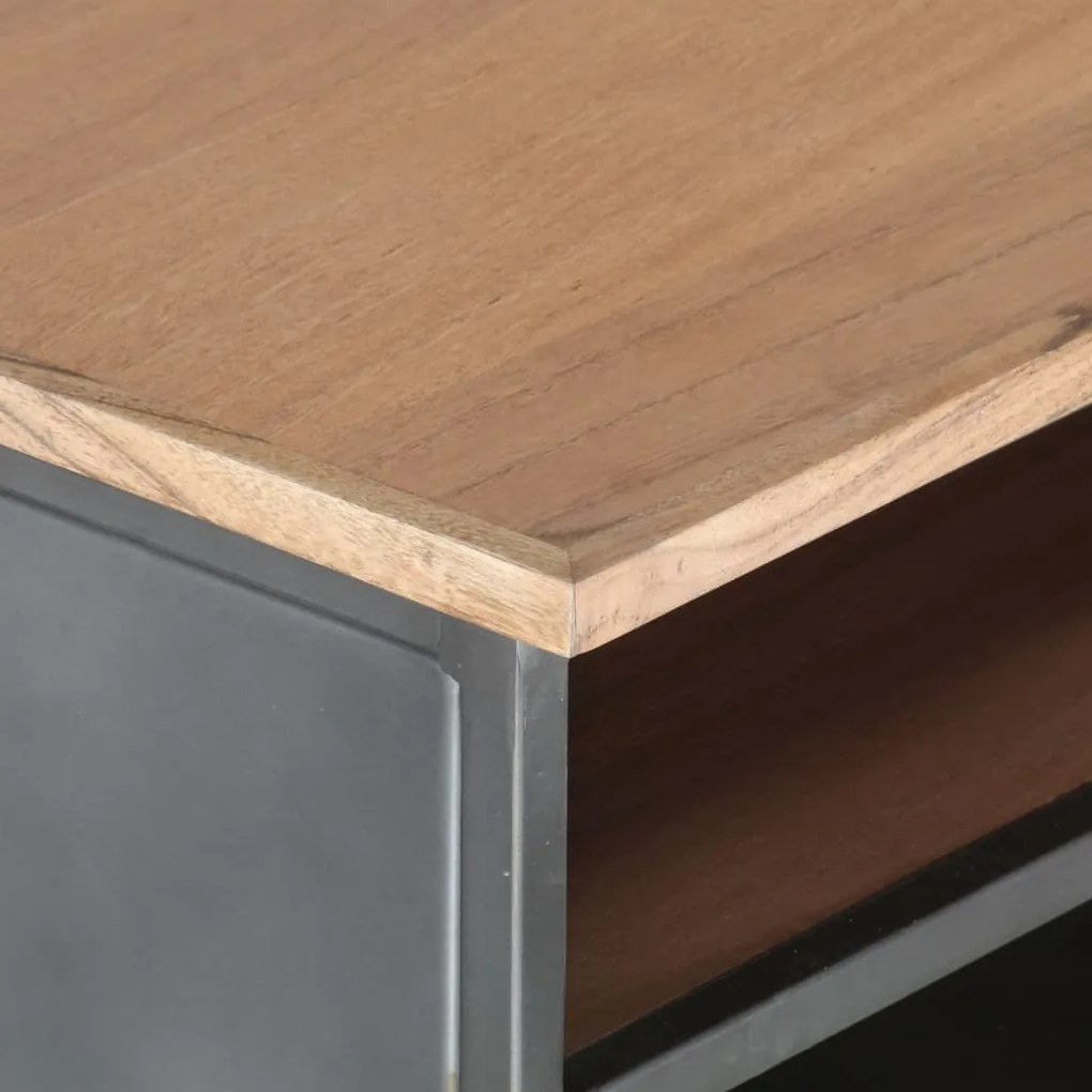 Konferenční Stolek Šedý 90 X 50 X 35 Cm Masivní Akáciové Dřevo Šedá