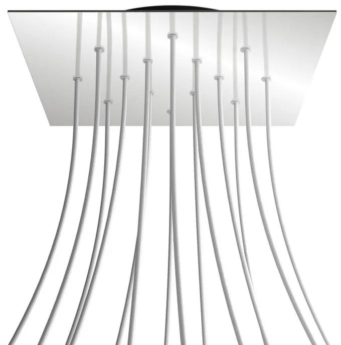 creative cables Čtvercový stropní baldachýn ROSE ONE, 400 mm, 14 otvorů a 4 boční otvory Barva komponentu: Mramor carara, Barva montury: Černá