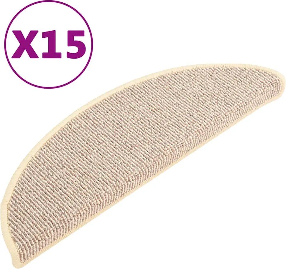 Schodové rohože 15 ks 56 x 17 x 3 cm bílé a hnědé, půlkulaté 149852
