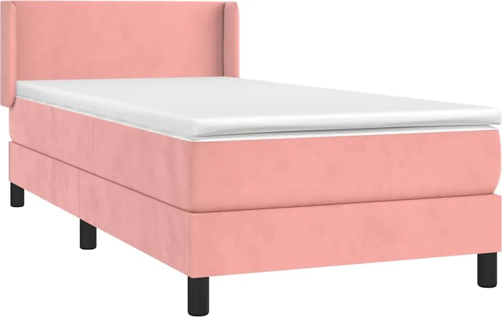 Box spring postel s matrací růžová 90x200 cm samet 3130822