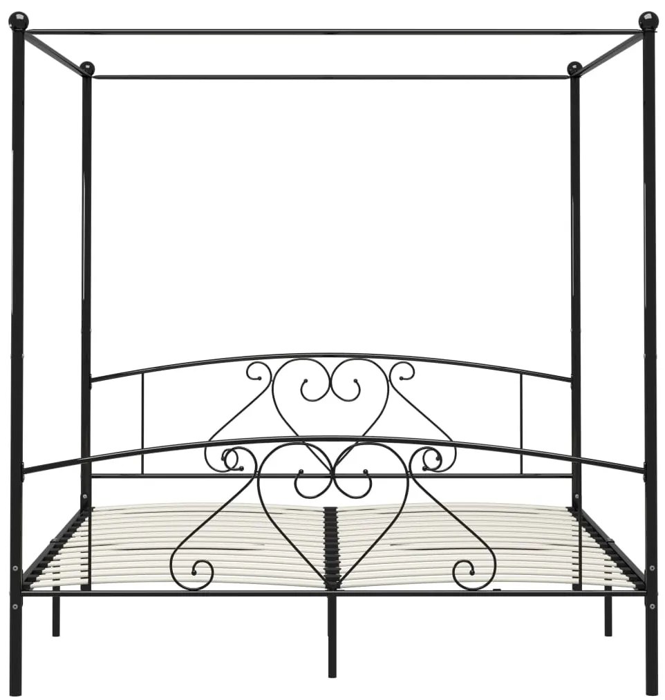 vidaXL Marketos Rám postele s nebesy černý kovový 180 x 200 cm