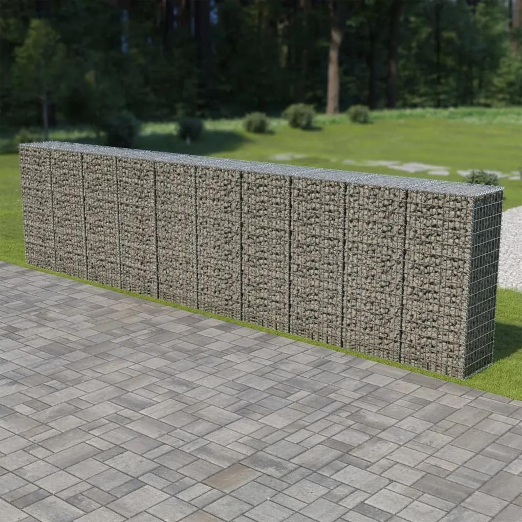 Gabionová zeď s víky z pozinkované oceli 600 x 50 x 150 cm,  143582