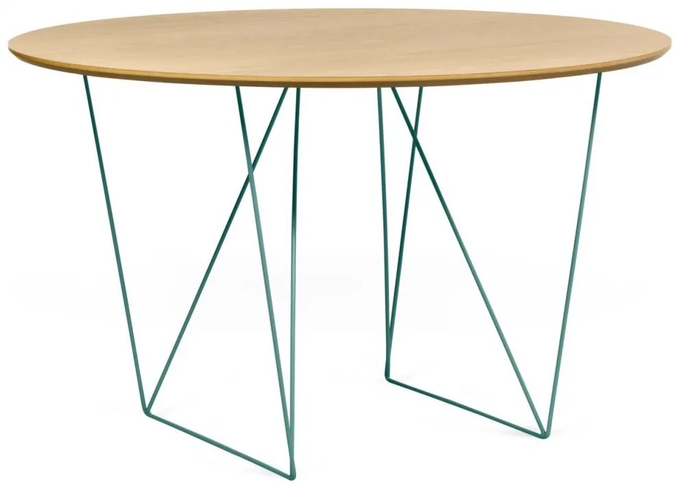 Jídelní stůl Matos 120 cm, zelená podnož, dub