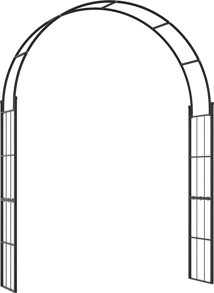 Zahradní oblouk Outsunny pro popínavé rostliny, kovový zahradní oblouk pro dekorace a akce, 157x40x223cm, černý | Aosom