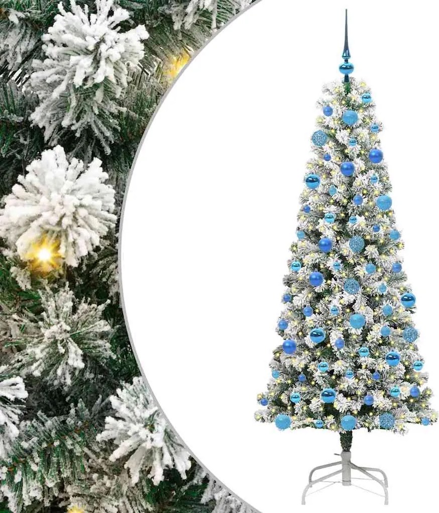 Umělý Skládací Vánoční Strom 300 LED Zelená a bílá 180 cm 3395602