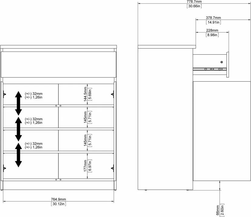 FALCO Komoda Simplicity 234 beton/bílý lesk