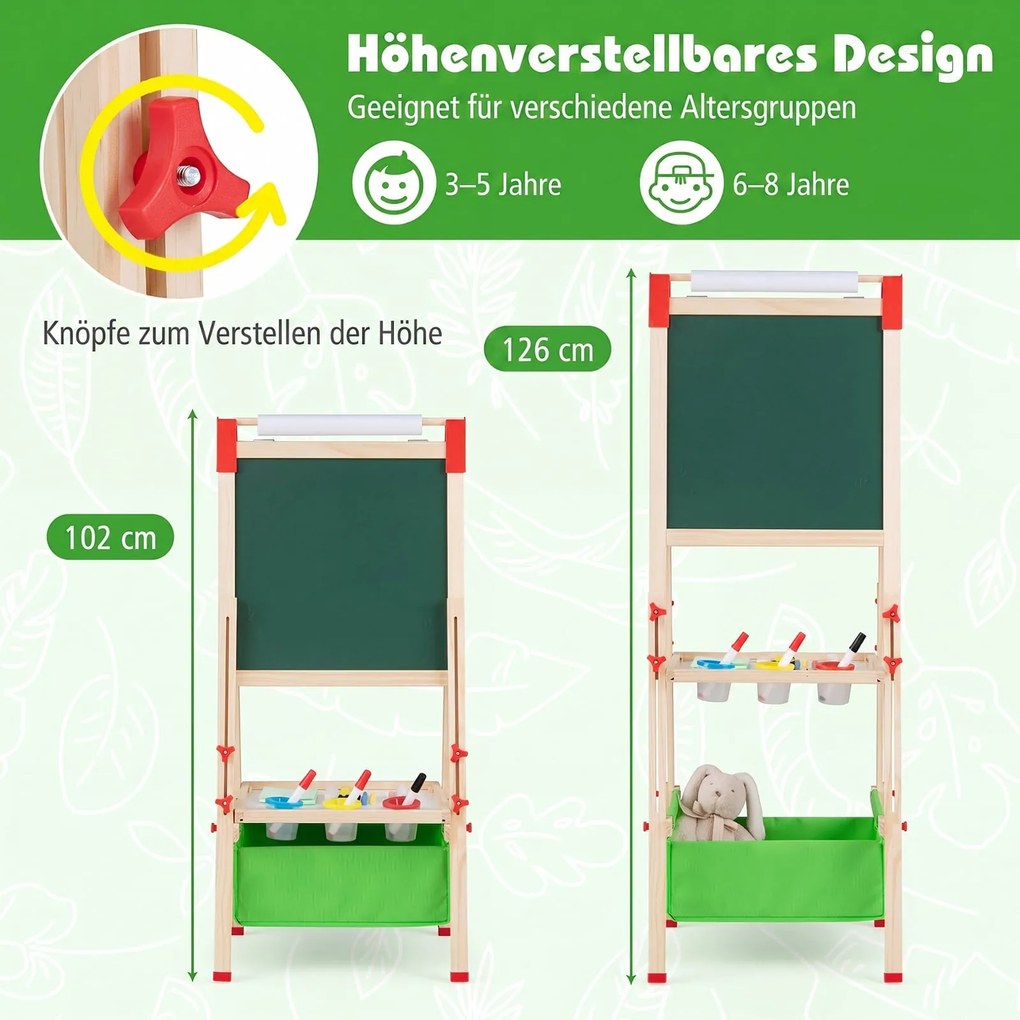 Costway Výškově nastavitelná kreslící tabule pro děti, oboustranný stojan