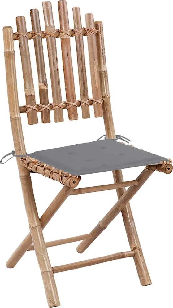 5dílný skládací zahradní jídelní set s poduškami bambus 3063961