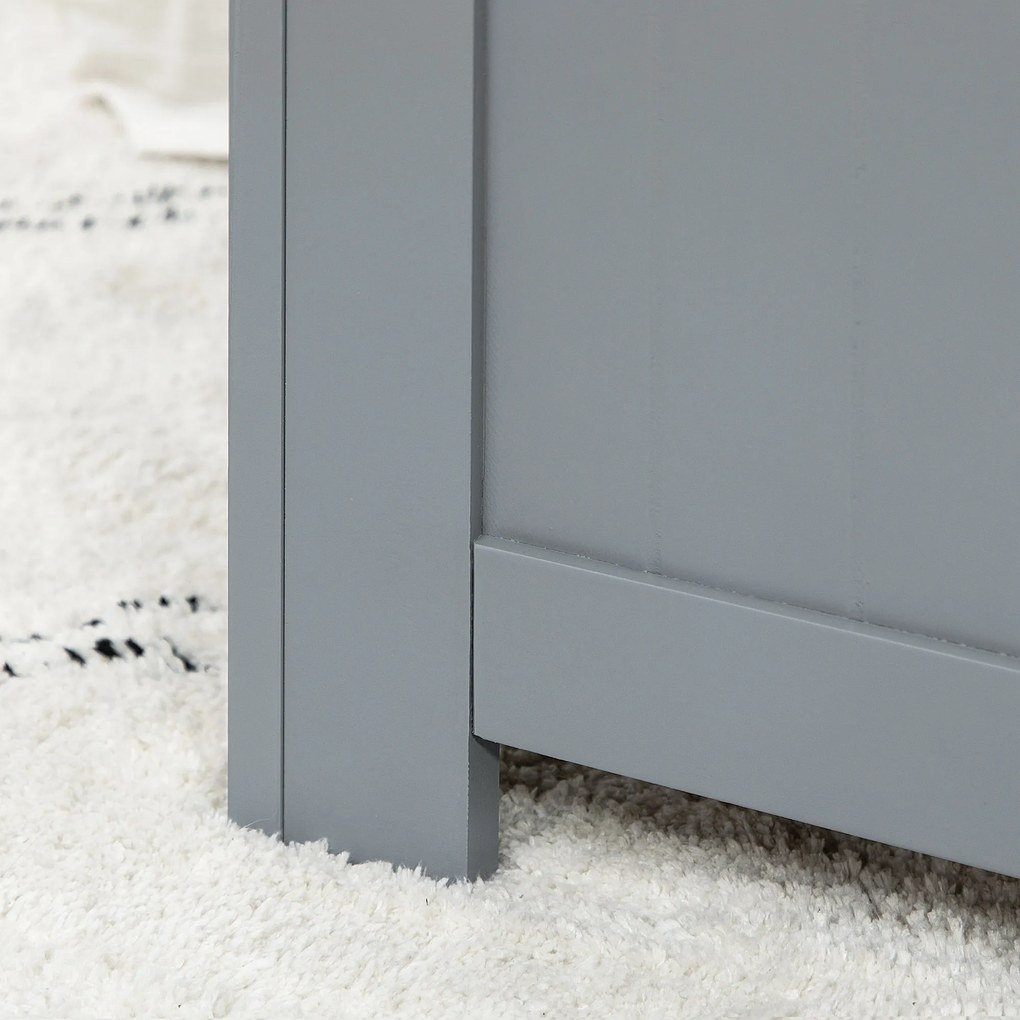 HOMCOM Úložný trunk pro ložnici – Úložná lavice se víkem, multifunkční úložný trunk s bezpečnostním pantem pro chodbu a obývací pokoj 81x40x46 cm Šedá
