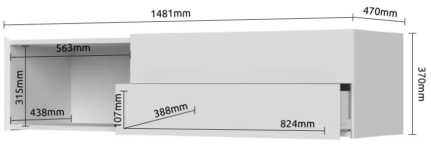 Televizní stolek SKY45 TV148-1K2F/S45 - dub tobacco/matný efekt kašmír