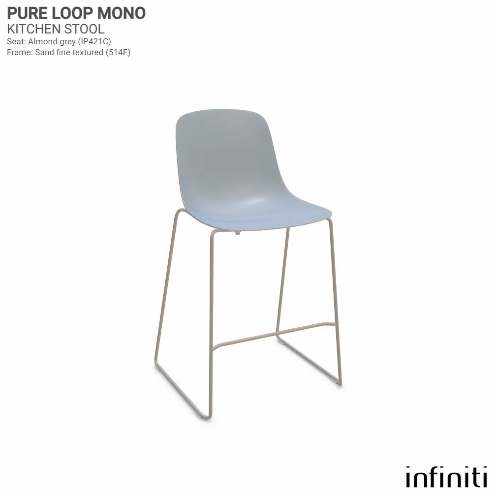Kuchyňská židle Pure Loop Mono Barva kovové konstrukce: Sand 514F, Barva sedáku a opěradla z recyklovaného plastu: Almond grey IP421C