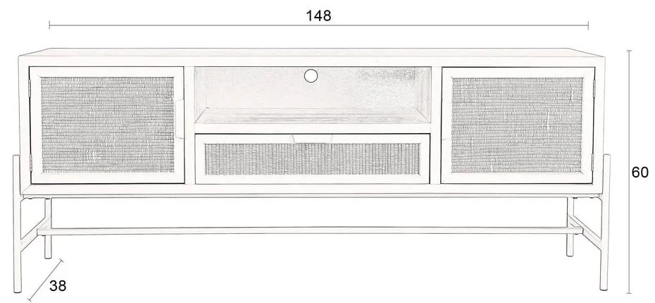 Černý TV stolek z jedlového dřeva 148x60x38 cm Yasu – Dutchbone