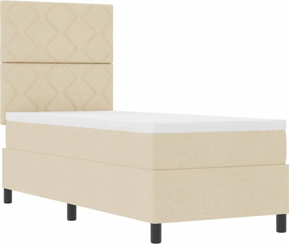 Postel s boxspringem s čelo Krémová 80 x 200 cm textil 3339425