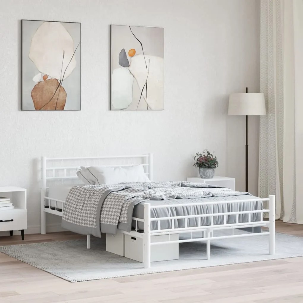 Rám postele bílý kovový 140 x 200 cm 285298