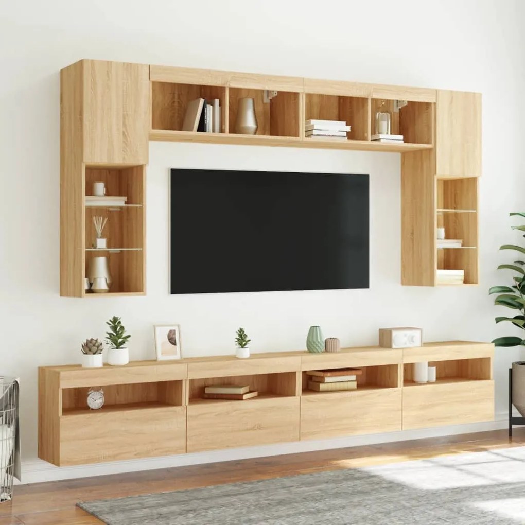 8dílná obývací stěna s LED osvětlením dub sonoma 3216766