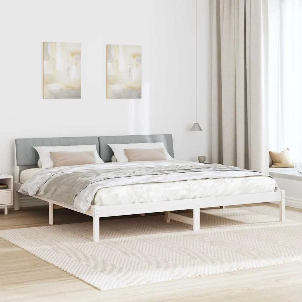 Rám postele s čelo Bílá a světle šedá 200 x 200 cm 3394352