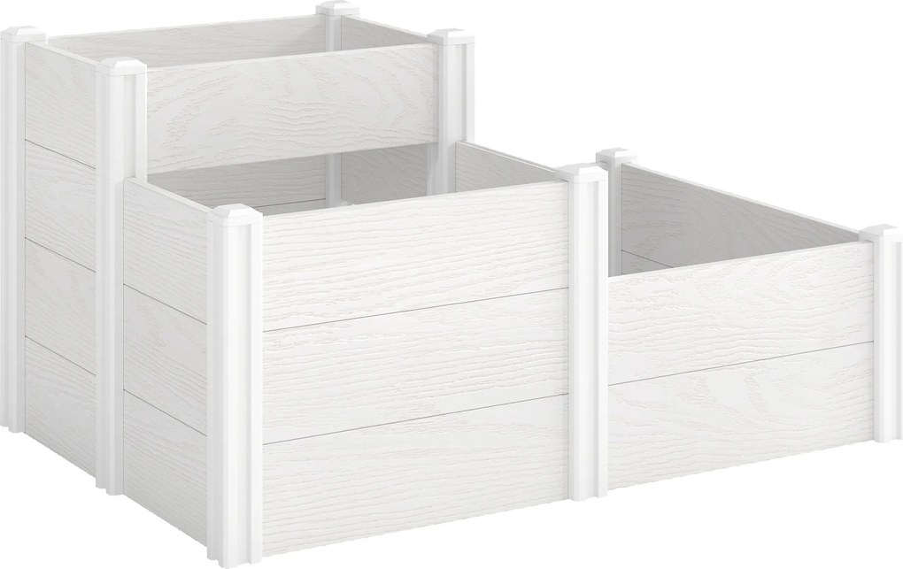 Vyvýšený záhon 3-stupňový stohovatelný zahradní záhon s otevřenou základnou, modulární bylinkový záhon DIY montážní plast