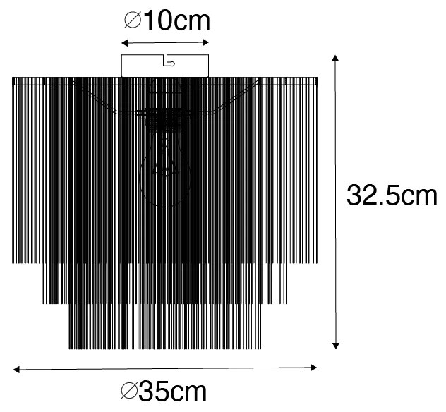 Orientální stropní svítidlo zlaté s krémovým stínítkem s třásněmi - Franxa