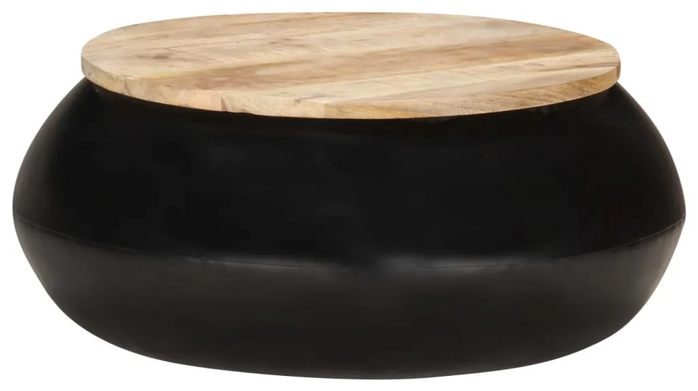 Konferenční stolek černý 68 x 68 x 30 cm masivní mangovník - Default Title